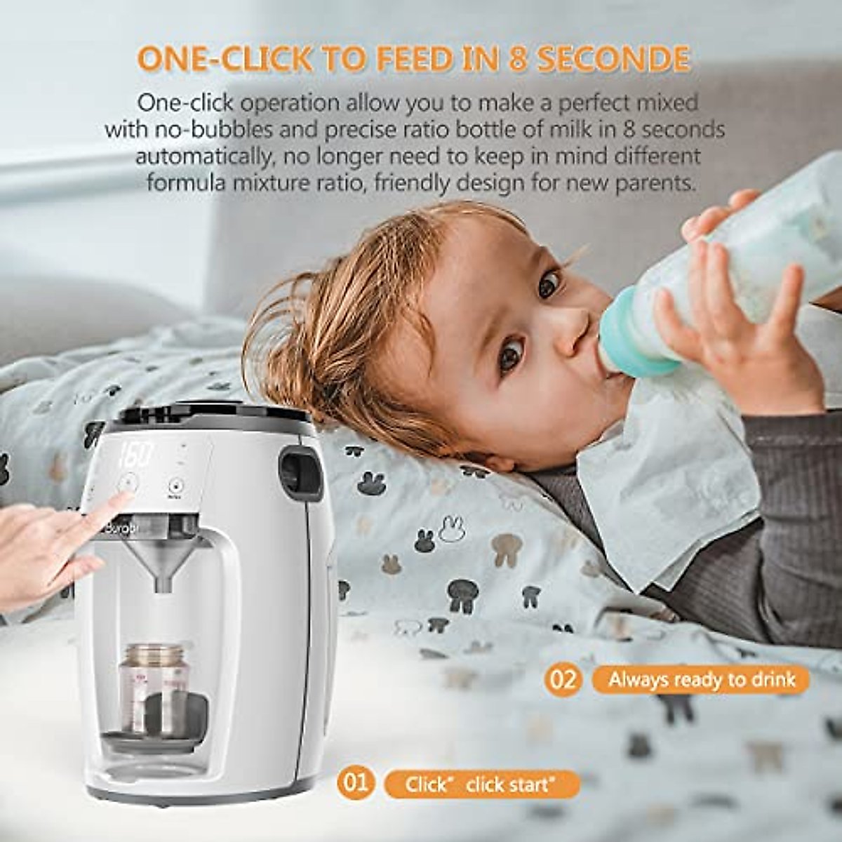 Burabi Formula Milk Dispenser Machine, Formula Milk Maker, Formula Mixer, Smart Milking Machine（No WiFi Function) for Baby - Automatic Powder Blending, Mix a Formula Bottle Easily and Instantly