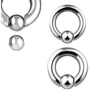 Lobal Domination Pair of Spring-Loaded Captive Bead Rings 8g,6g,4g,4g,2g,0g,00g Easy Pop Out (Gauge 2g - Diameter 1/2")