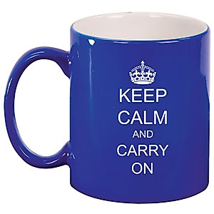 Keep Calm and Carry On Ceramic Coffee Tea Mug Cup Blue