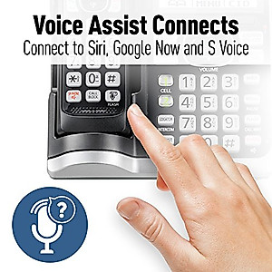 Panasonic Link2Cell Bluetooth Cordless Phone System with Voice Assistant, Call Block and Answering Machine, Expandable Home Phone with 5 Handsets â€“ KX-TGF575S (Black with Silver Trim)