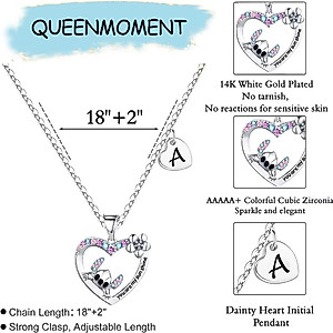 QUEENMOMENT Stitch Necklace Gifts for Kids Girls Ohana Necklace You are My Sunshine Birthday Stitch Jewelry for Daughter Granddaughter Niece Teen Little Girl Silver K