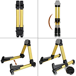 EASTROCK Folding Guitar Stand,Portable Tripod A Frame Aluminium Music Stand for Acoustic Electric Guitars, Bass, Violin, Ukulele, Banjo ( Black)