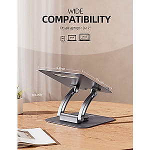 Nulaxy 360 Rotating Laptop Stand for Desk, Laptop Riser Adjustable Height and Angle, Foldable and Portable Travel Laptop Stand, Holds up to 22lbs, Fits All MacBook, Laptops