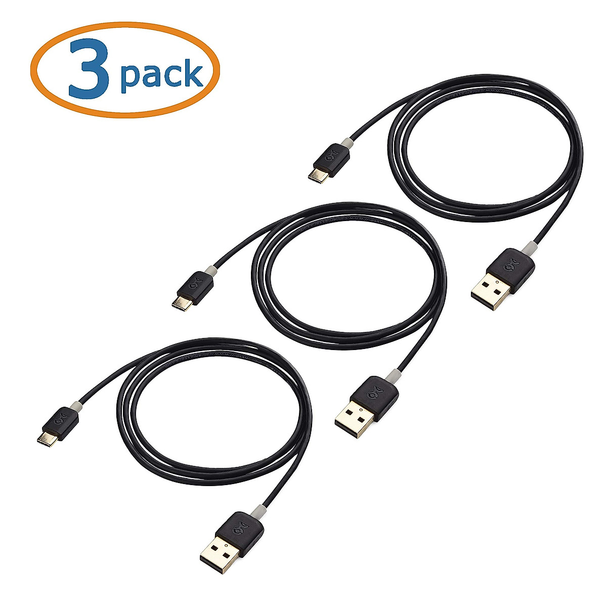 Cable Matters 3-Pack USB to USB C Charging Cable 3.3 ft with 3A Fast Charging in Black for iPhone 16/15, Samsung Galaxy S23 Ultra, S23, S22, Note 20, LG G8, Google Pixel 7a, iPad Pro, Nintendo Switch