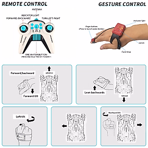 Bindove RC Stunt Tank with Light, Watch Gesture Sensor RC Tank Toy, 360 Rotation Remote Control Stunt Car Shooting Water Bullets (Tracked Dark Green), Halloween Toys,Festival Gifts