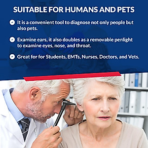 Dixie Ems Basic Medical Pocket Size Otoscope with LED Light, Clip and 4 Specula Sizes for Students, EMTs, Nurses, Doctors, and Vets