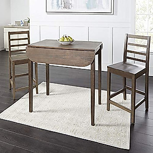 Silverwood Bennett Walnut Drop Leaf Pub Table and Chairs Set, Walnut, Light Gray, 3 Piece