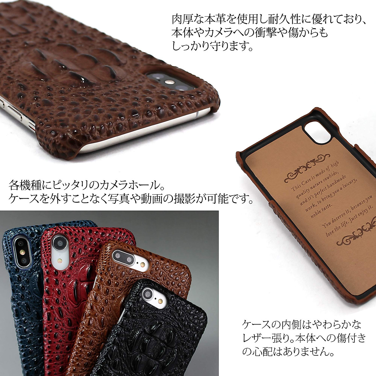 White Nuts wn-0000616-yk iPhone 8 Plus 7 Plus Alligator Pattern, Genuine Leather Case, Navy, Case Cover, iPhone 7 Plus, iPhone 8 Plus, Alligator Pattern, Leather Case, Slim, Fits in Your Hands