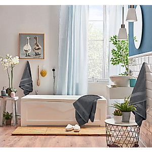 Utopia Towels 8-Piece Premium Towel Set, 2 Bath Towels, 2 Hand Towels, and 4 Wash Cloths, 600 GSM 100% Ring Spun Cotton Highly Absorbent Towels for Bathroom, Gym, Hotel, and Spa (Grey)