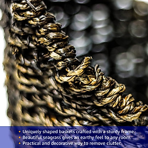 Trademark Innovations 12.2" & 9.4" Seagrass Baskets with Wooden Handles - Set of 2 (Brown)