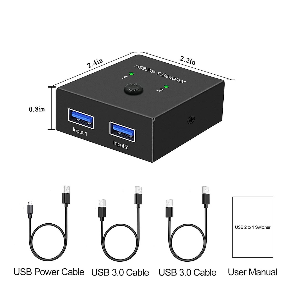 USB 3.0 Switch Selector,Dacimora 2 in 1 Out USB Switcher for 2 Computers Share 1 USB Devices Such as Printer Scanner Mouse Keyboard Card Reader,with One Button Switch and 2 Pack USB 3.0 Cable