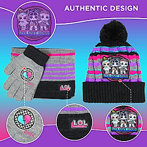 L.O.L Surprise! Girls and Toddler Winter Hat and Glove Set, Kids Winter Hat with Scarf and Toddler Hat and Glove Set