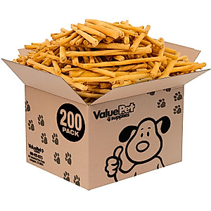 ValueBull USA Rawhide Twists for Small Dogs, 5 Inch, Smoked, Varied Thicknesses, 200 Count Bulk Pack - Natural & Safe, USA Beef Hide, Long Lasting, Chemical Free, No Artificial Flavors