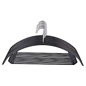 Tosnail 10 Pack Non-Slip Sweater Hangers with Pants Bar, Suit Hanger Coat Hangers, Shirt Hangers, Dimple and Crease Free Hanger Closet Organizer - Black