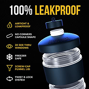 ShakeSphere Stackable Snack Containers - Organizer Carrier for Food, Protein Powders, Nuts & Supplements - 3 Leakproof, Twist Lock Holders - Portable Storage for Lunch, Office, Gym, Travel (Rose Gold)