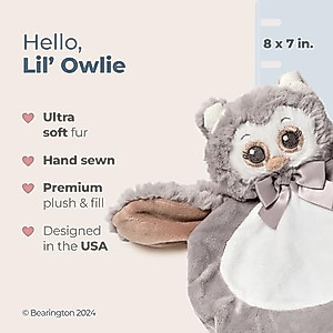 Bearington Baby Wee Owlie, 8 x 7 Inch Small Gray Owl Stuffed Animal, Woodland Nursery Decor, Security Blanket Lovey for Babies