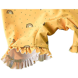 Cadocado Girl Short Sleeve Rash Guard Shirts One Piece Swimsuit UPF 50+ Sun Protection Swimwear,Yellow Print,2-3 Years