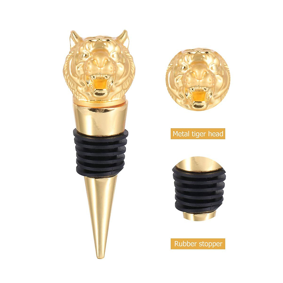 Hemoton Vintage Metal Wine Bottle Champagne Stopper Zodiac Signs Tiger Head Shaped Wine Caps Sealers Preservers Saver Wine Bottle Seal Plug for Wedding Bar Party