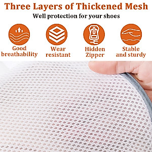 2 Pcs Shoe Washing Machine Bag, Honeycomb Mesh Laundry Bags, Bra Laundry Bags for Washing Machine, Shoe Laundry Bag with Zipper, Laundry Mesh Wash Bags for Bras Socks Sneakers Delicates