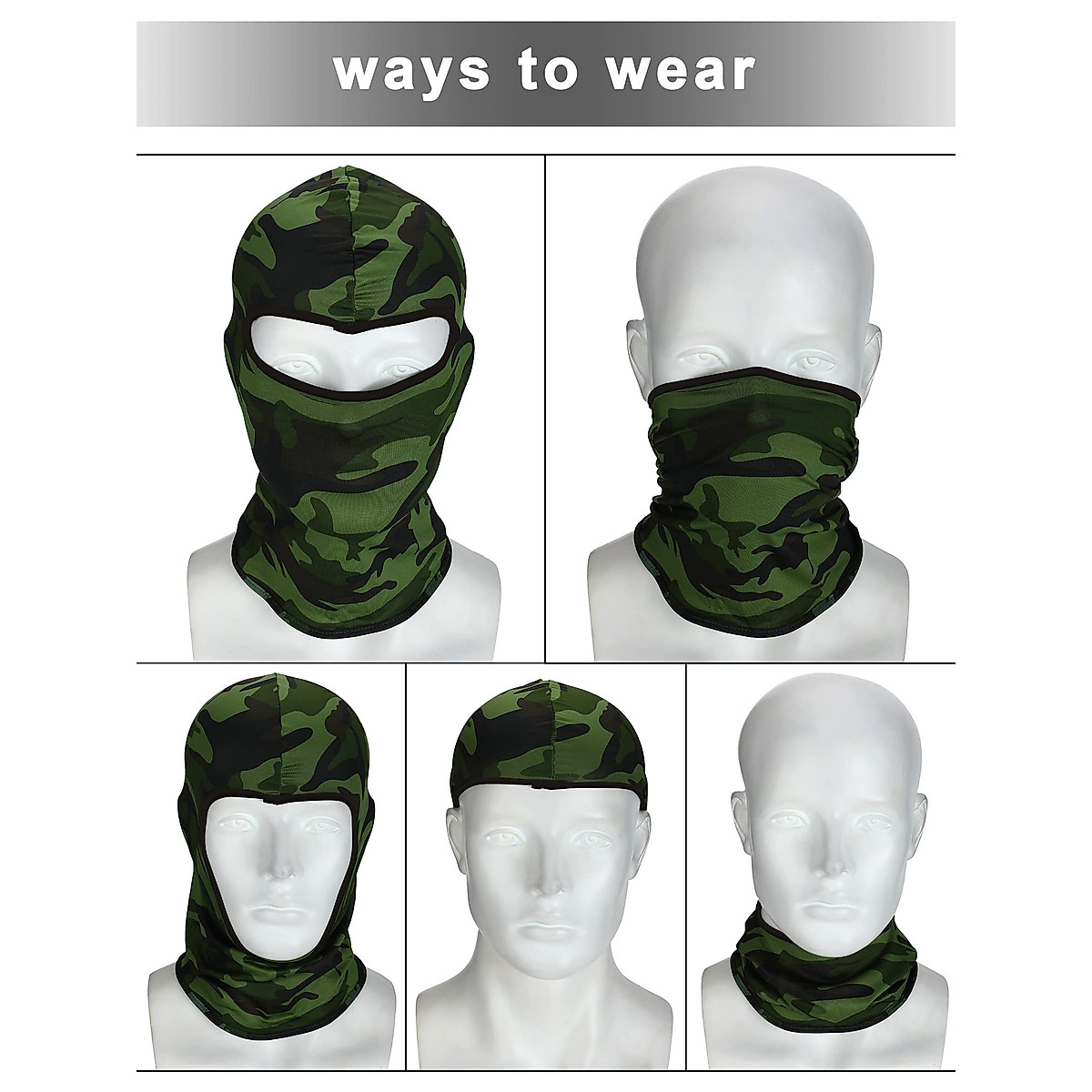 SATINIOR 6 Pieces Ski Mask Full Face Cover UV Sun Protection Balaclava Summer Ice Cooling Neck Gaiter for Men Outdoor Cycling(Fluorescent Colors)