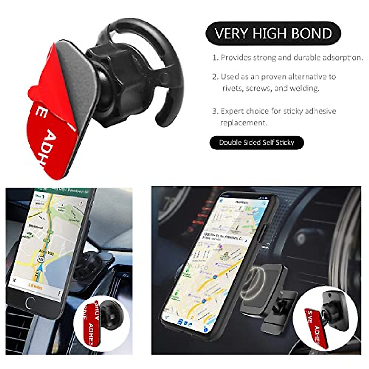 AZXYI Very High Bond Car Adhesive, 9 PCS Dashboard Sticky Adhesive Replacement, Double Sided Sticky Pads Sticker Tapes for Mounting Windshield Dashboard Magnetic Phone Car Mount and Dash Cam
