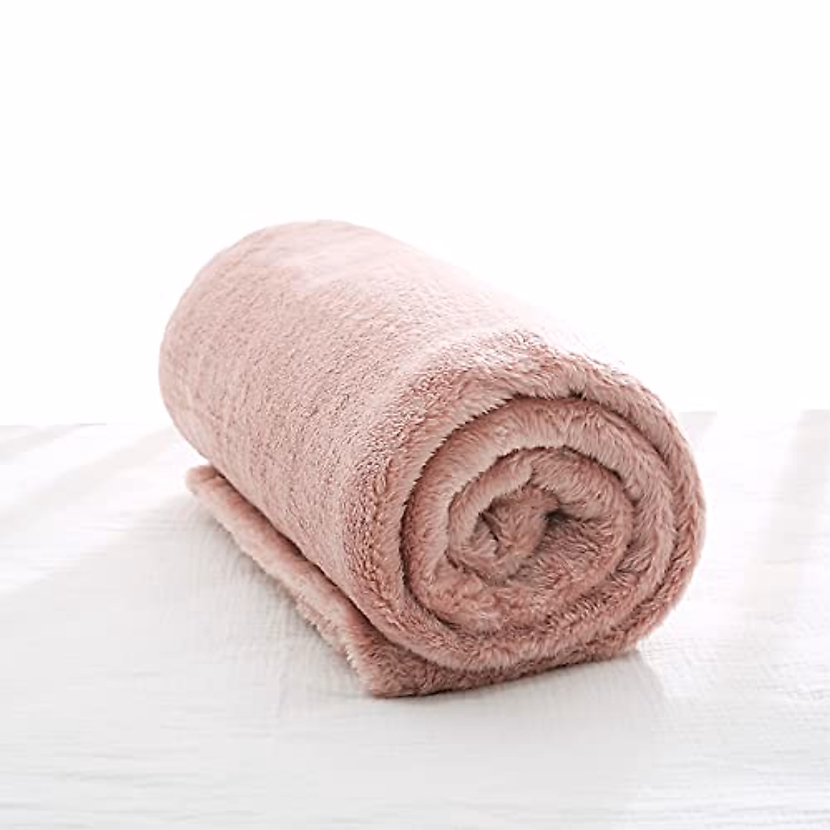 Exclusivo Mezcla Plush Fuzzy Fleece Throw Blanket, Super Soft, Fluffy and Warm Blankets for Couch, Bed, All Season Use (30x40 Inches, Dusty Pink)