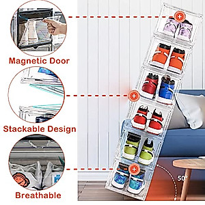 GTMOON Clear Plastic Stackable, 3 Pack Shoe Boxes, Shoe Organizer Box for Closet, Stackable Sneaker Containers Case, Excellent Alternative to Shoe Racks, White10