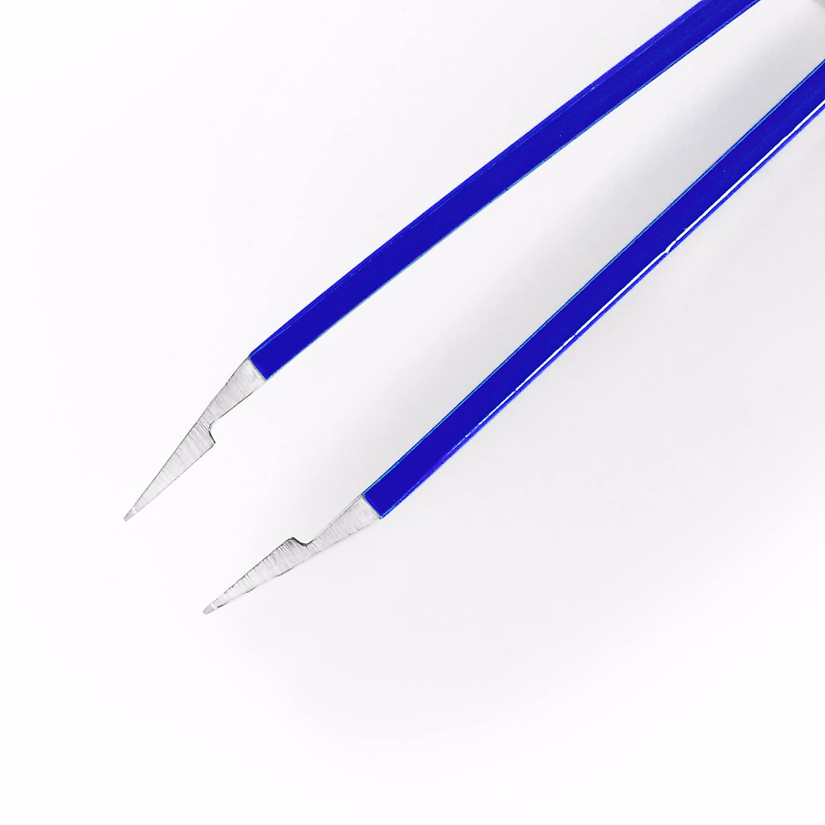 REFINE - Italy - Professional Precision Slant Tip Tweezers, Stainless Steel, 3.75", 1 Count