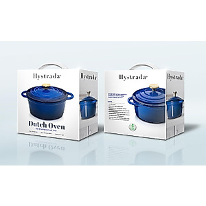 Enameled Cast Iron Dutch Oven - 5qt Dutch Oven Pot with Lid and Steel Knob - Cast Iron Cookware with Loop Handles for Gas, Electric & Ceramic Stoves - Blue Enamel Dutch Oven for Cooking & Baking