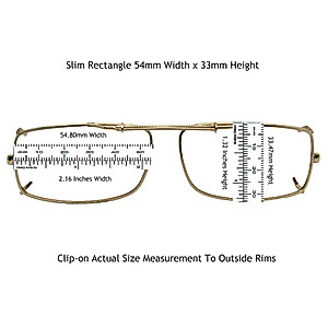 Slim Rectangle NON Polarized Yellow Lens Clip On Sunglasses (Pewter-NON Polarized Yellow Lens, 54mm Width x 33mm Height)