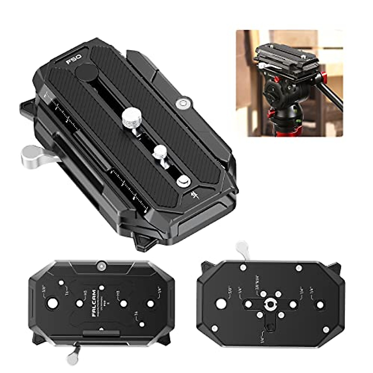 FALCAM F50 Long Quick Release Kit for Big Cinema Camera, Camera Mounting Adapter QR System, 50mm Aluminum Camera Accessory for Filmmaker & Photographer, Compatible with Manfrotto 501 Size QR Plate