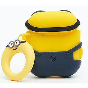 Haristar AirPod Case Cover, Soft Silicone Protective Cover with Keychain for Women Men Compatible with Apple AirPod 2nd 1st Generation Charging Case (Minnon)