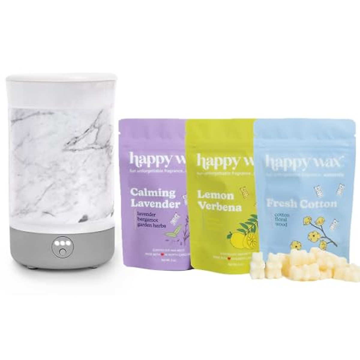 Happy Wax Marble Signature Warmer and Wax Melts Kit (Fresh)
