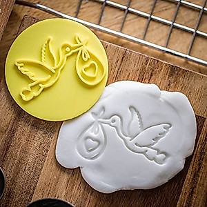 The Cookie Cutter Hub Cute Baby Stork Embosser/Stamp for Cupcakes Fondant Icing Clay Cake Baking Decoration