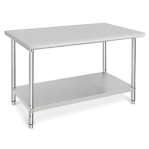 Stainless Steel Table for Prep & Work 48 x 30 x 35 Inch, Heavy Duty Metal Table Cart Worktable with Undershelf, Commercial Workstation for Restaurant, Home and Hotel, Silver