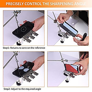 Bavnnro Professional Knife Sharpener Knife Sharpening Kit System, 360° Flip Design, Stainless Steel Home Knife Sharpening Kit Abrasive Holding System Tools with Whetstones