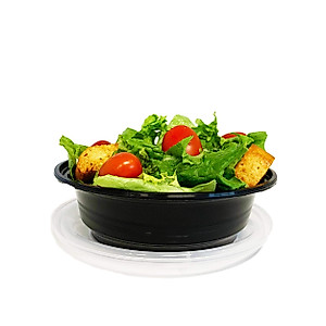 Reli. (50 Pack 16 oz. Meal Prep Container Bowls - Reusable 16 oz Meal Prep Bowls/Food Containers Plastic - Microwavable Freezer Dishwasher Safe Bowls with Lids, Black BPA Free Food Storage Container