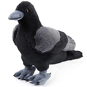 Aoriher 12 Inch Crow Plush Stuffed Animal Soft Black Fluffy Plush Toy Realistic Bird Stuffed Animal for Home Decoration Pet Party Favors Animal Collection Supplies