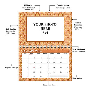 2024 Photo Frame Wall Spiral-bound Calendar (Add Your Own Photos) - 12 Months Desktop/Wall Calendar/Planner - (Edition #09)