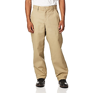 Red Kap Men's Stain Resistant, Flat Front Work Pants, Khaki, 48W x 30L