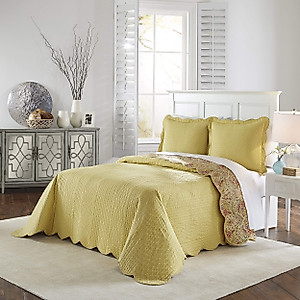 Waverly Swept Away Modern Farmhouse Paisley 3-Piece Reversible Quilt Bedding Bedspread Set, King, Berry