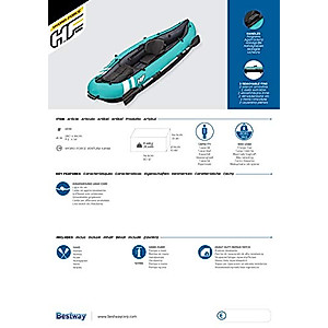 Bestway Hydroforce Ventura Kayak 1 Person Set, Inflatable Boat Set with Hand Pump, Paddle and Storage Bag, Multiple Styles, Light Blue