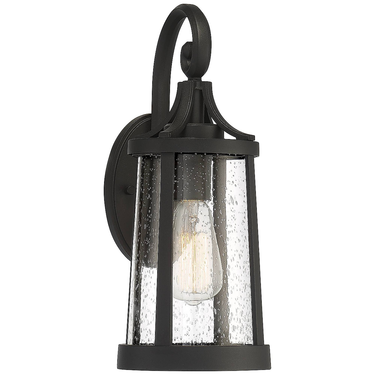 Rover Rustic Farmhouse Industrial Outdoor Wall Light Fixture Black Metal 15 1/2" Clear Seedy Glass for Exterior House Porch Patio Outside Deck Garage Yard Front Door Garden Home - Franklin Iron Works