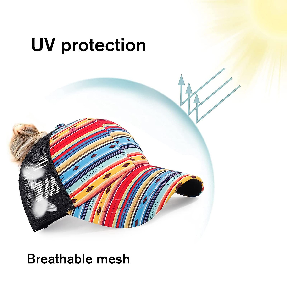 kozinu Ponytail Hats Baseball Hat Mesh Washed Distressed Dad Hat Vintage Cotton Trucker Hat for Women