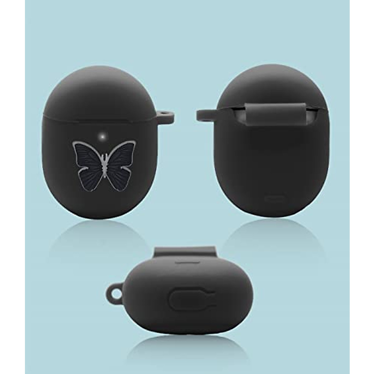 Case for Google Pixel Buds Pro Case Cover 2022, Cute Cartoon Butterfly Skin Soft Silicone Pixel Buds Pro Charging Case Earbuds Protective Cover with Keychain for Women Girl Gift (Black)