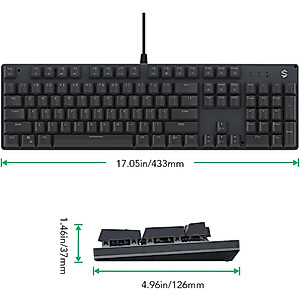 Black Shark Red Switch Mechanical Keyboard, 104 Keys Gaming Keyboard with RGB Backlit Quiet Computer Keyboard, All-Metal Panel, USB Wired Keyboard for PC Windows Mac Gamers