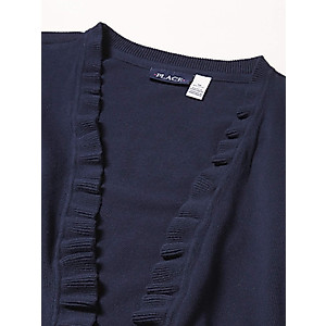 The Children's Place Girls' Uniform Ruffle Open Front Cardigan Tidal XL (14)