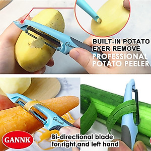 Potato Apple Vegetable Peelers for Kitchen, I and Y Peelers for Fruit Veggie Potatoes Carrot Cucumber, 3 in 1 Blade Spin Design With Julienne Function