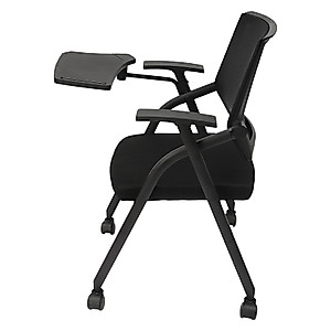 WUPYI Conference Room Chairs with Table, Stackable Foldable Ergonomic Reception Office Chair with Lumbar Support, Armrest,Mesh Bouncing Back and Wheels,for Guest,Meetings,Waiting Room