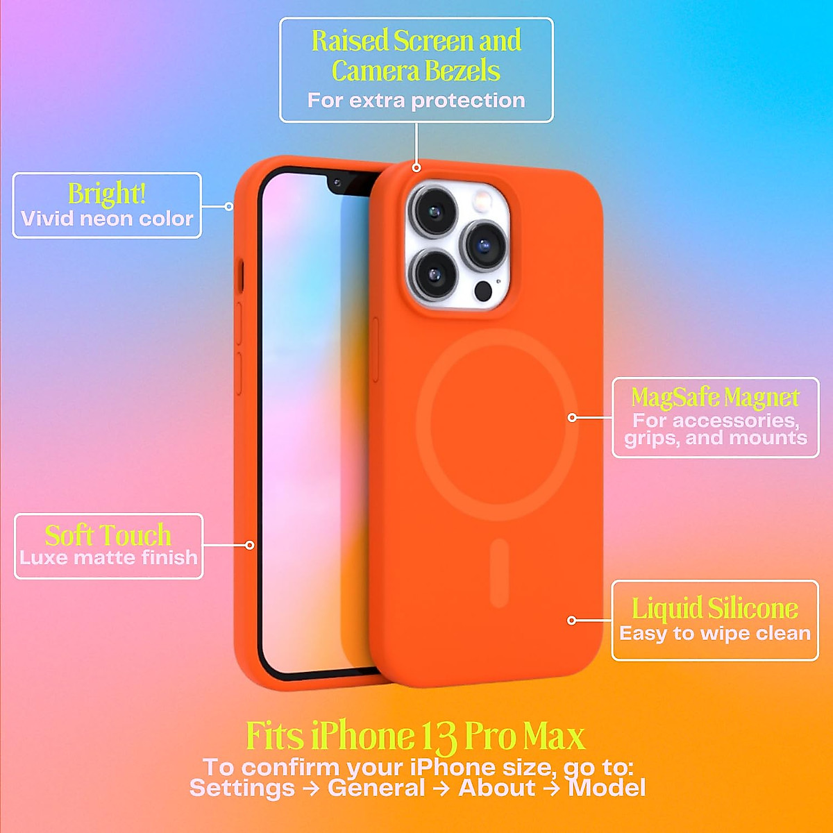FELONY CASE - iPhone 13 Pro Max Case, Stylish Neon Orange iPhone Case - 360° Shockproof Protective Case Designed for iPhone 13 Pro Max - Compatible with MagSafe